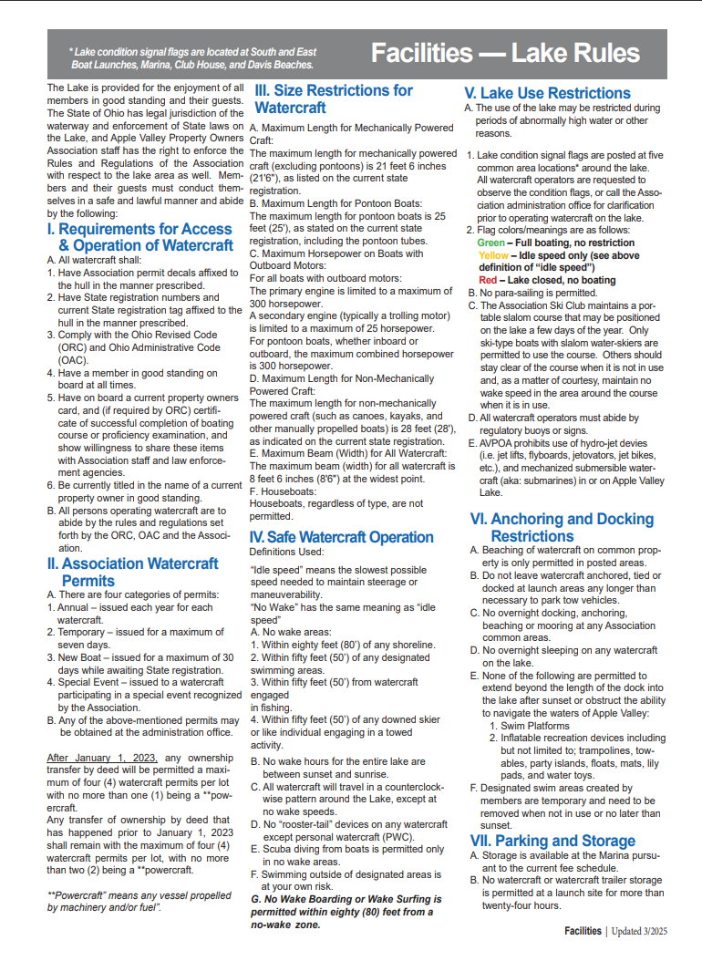 Rules | Apple Valley Property Owners Association